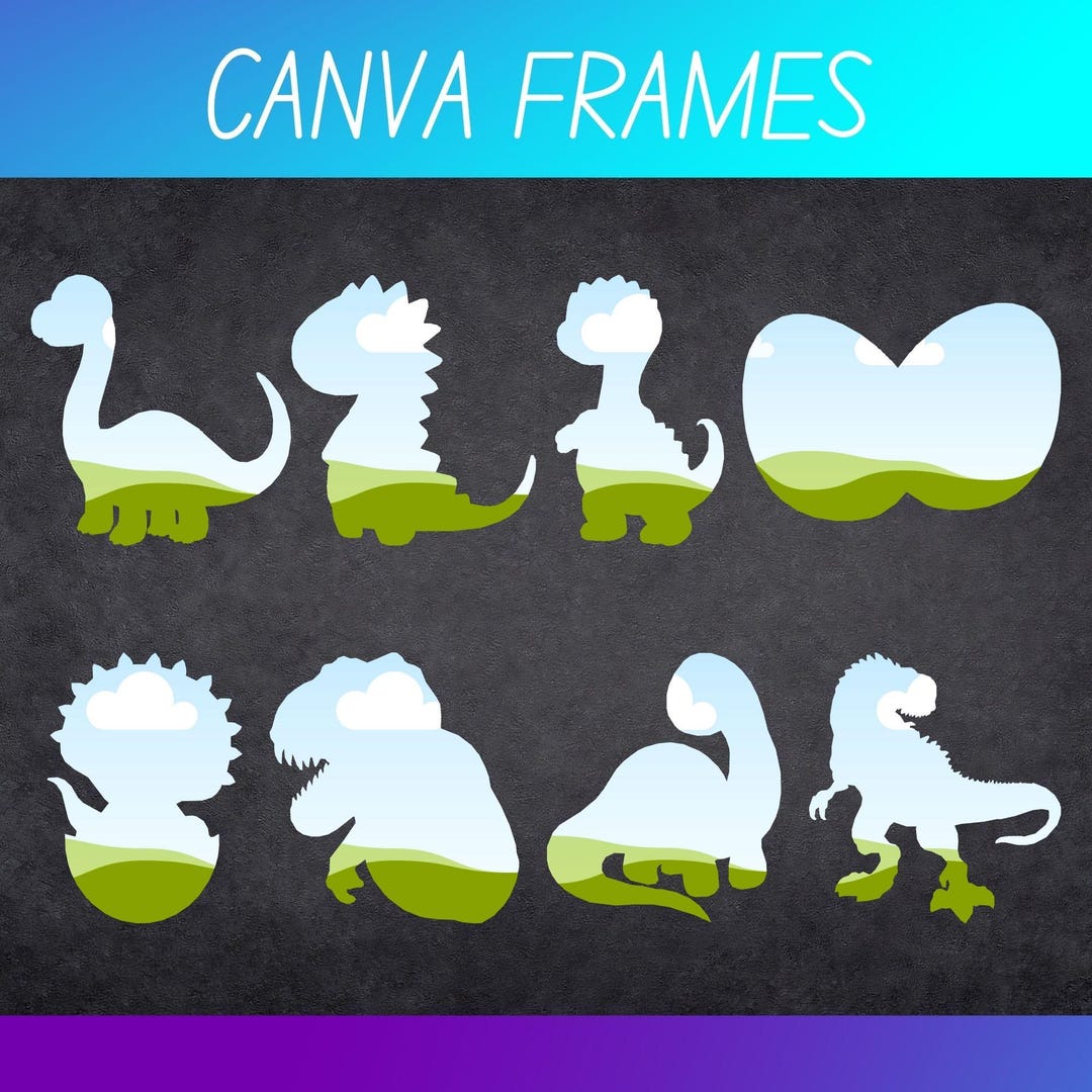Prehistoric Dinosaur Canva Frames – Cute Dino PNG Borders for Kids ...