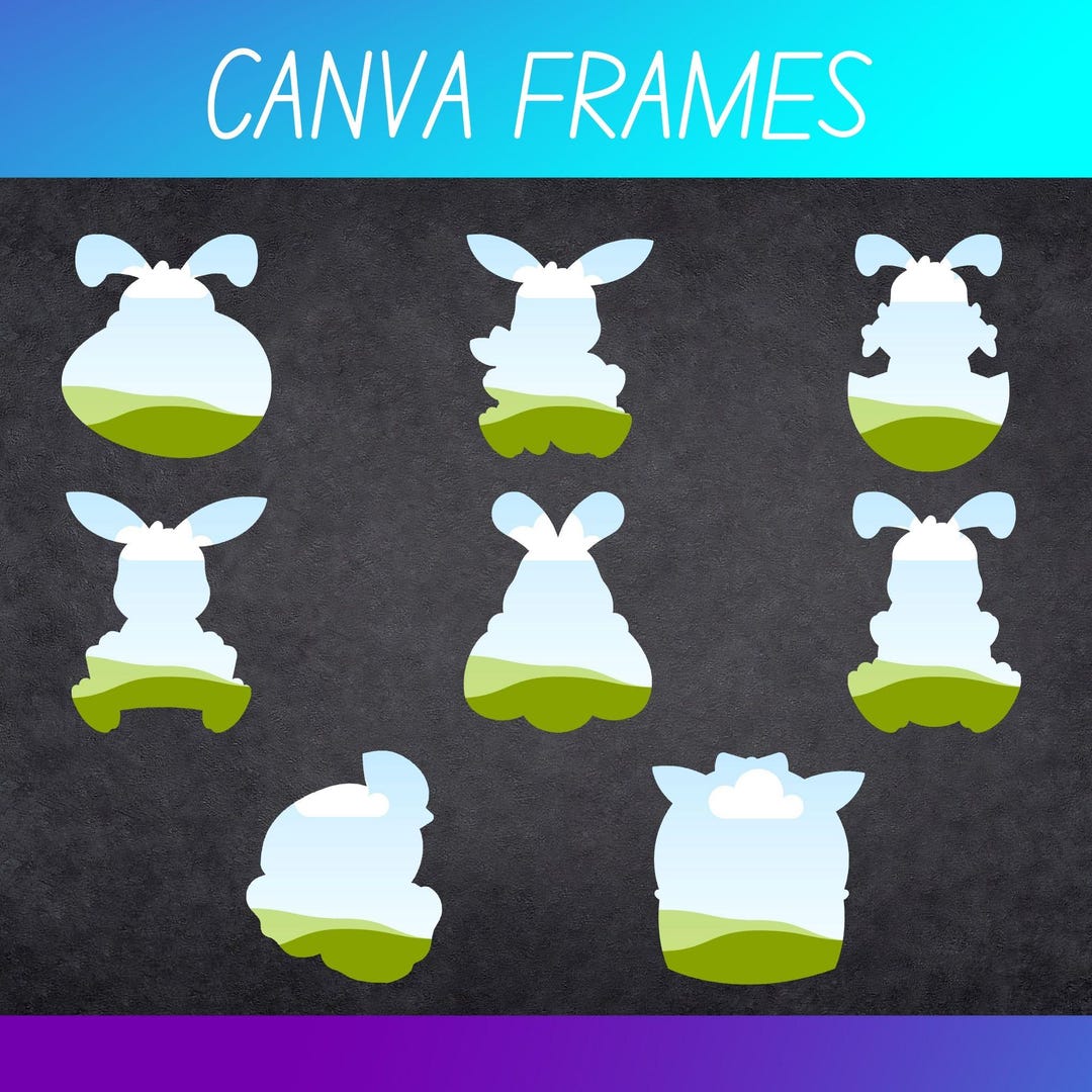 Cute Bunny Canva Frames, Playful and Whimsical Rabbit Themed PNG ...