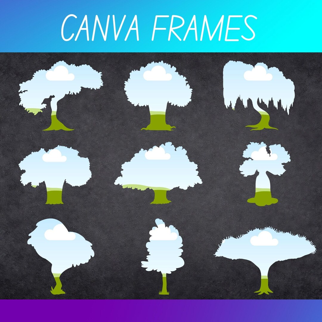 Editable Tree Canva Frames, Digital PNG Borders for Nature-themed ...