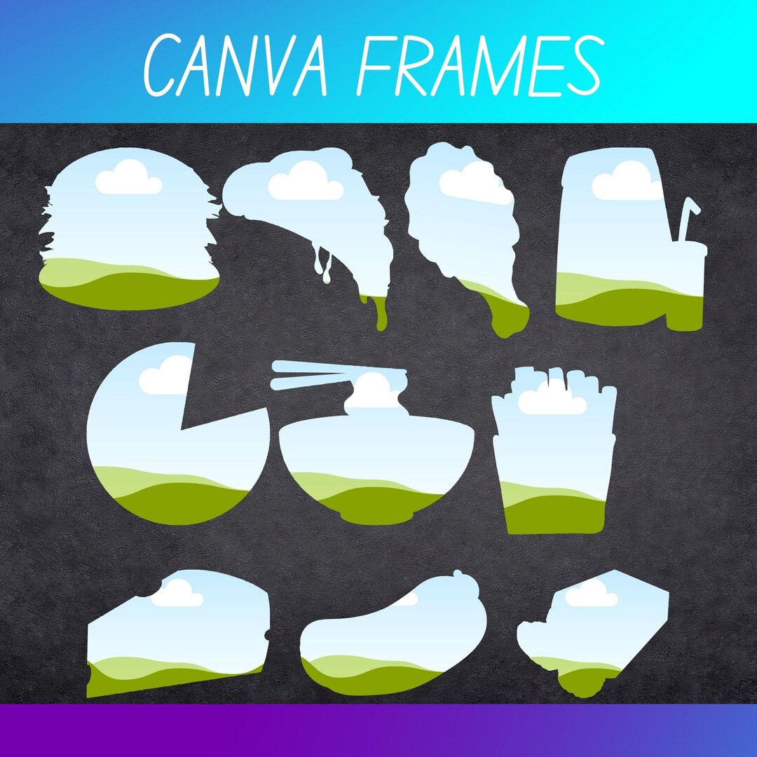 Fast Food Themed Canva Frames, Delicious Street Food PNG Borders ...