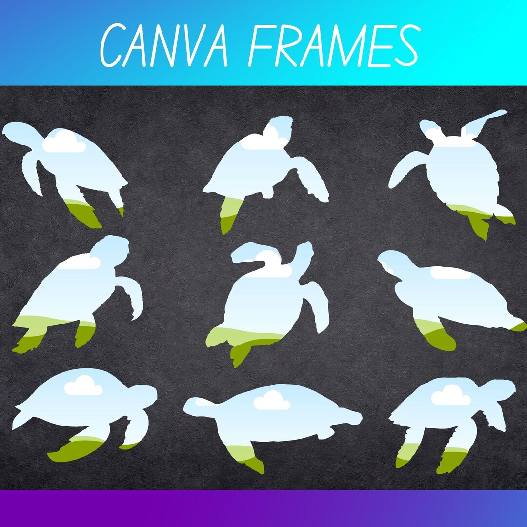 Turtle Themed Canva Frames, Cute and Ocean-inspired Tortoise Borders ...