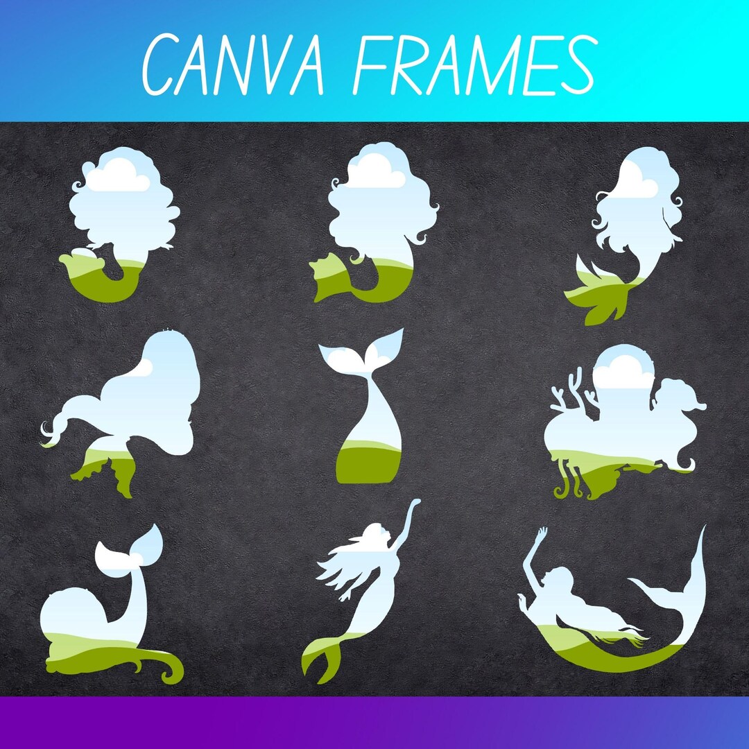 Enchanted Mermaid Canva Frames – Mystical Ocean-themed PNG Borders for ...