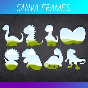 Prehistoric Dinosaur Canva Frames – Cute Dino PNG Borders for Kids ...