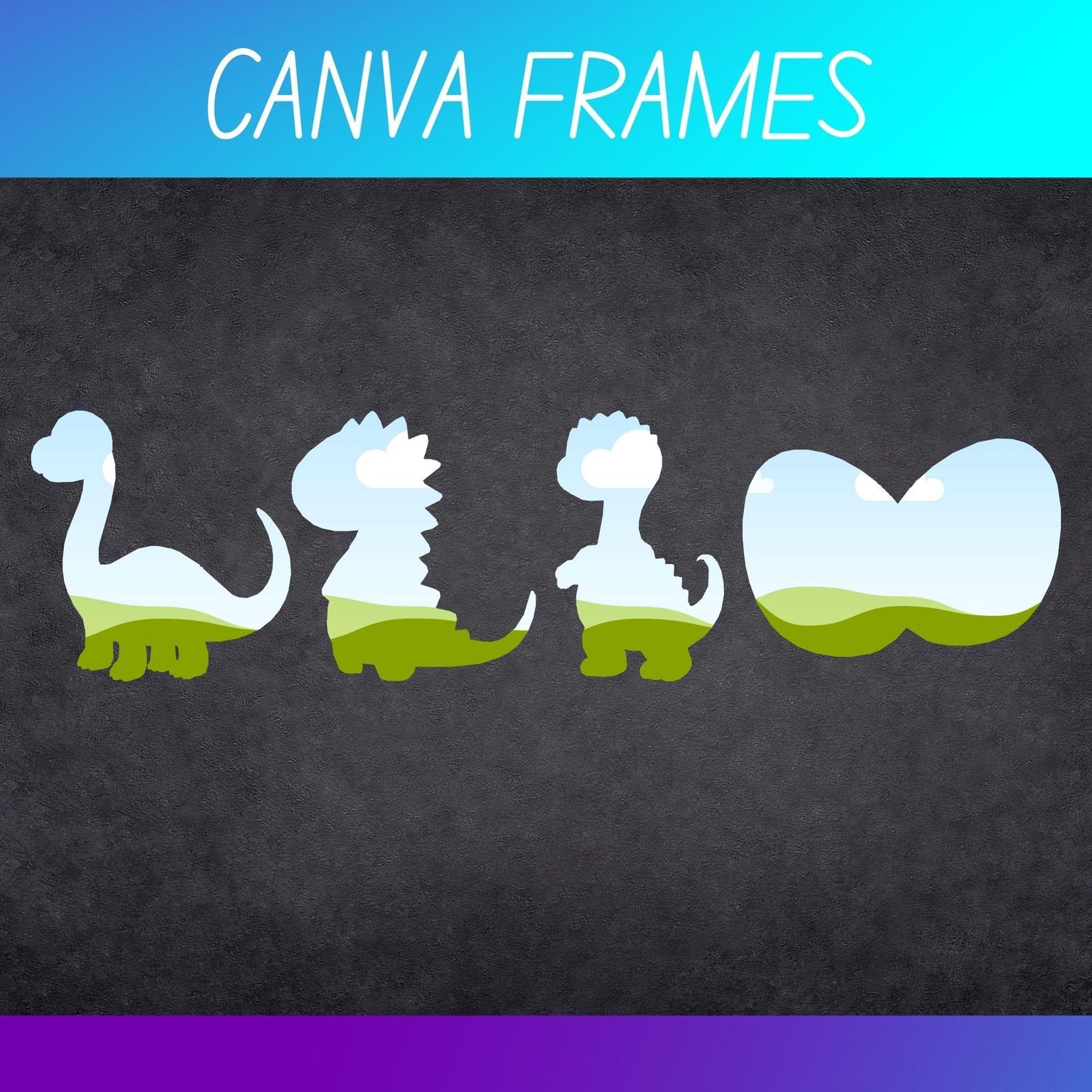 Prehistoric Dinosaur Canva Frames – Cute Dino PNG Borders for Kids ...