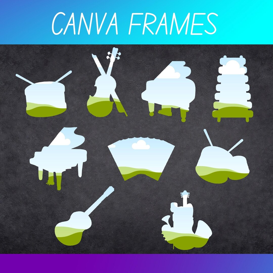 Music Instruments Canva Frames , Customizable Digital Frames for Canva ...