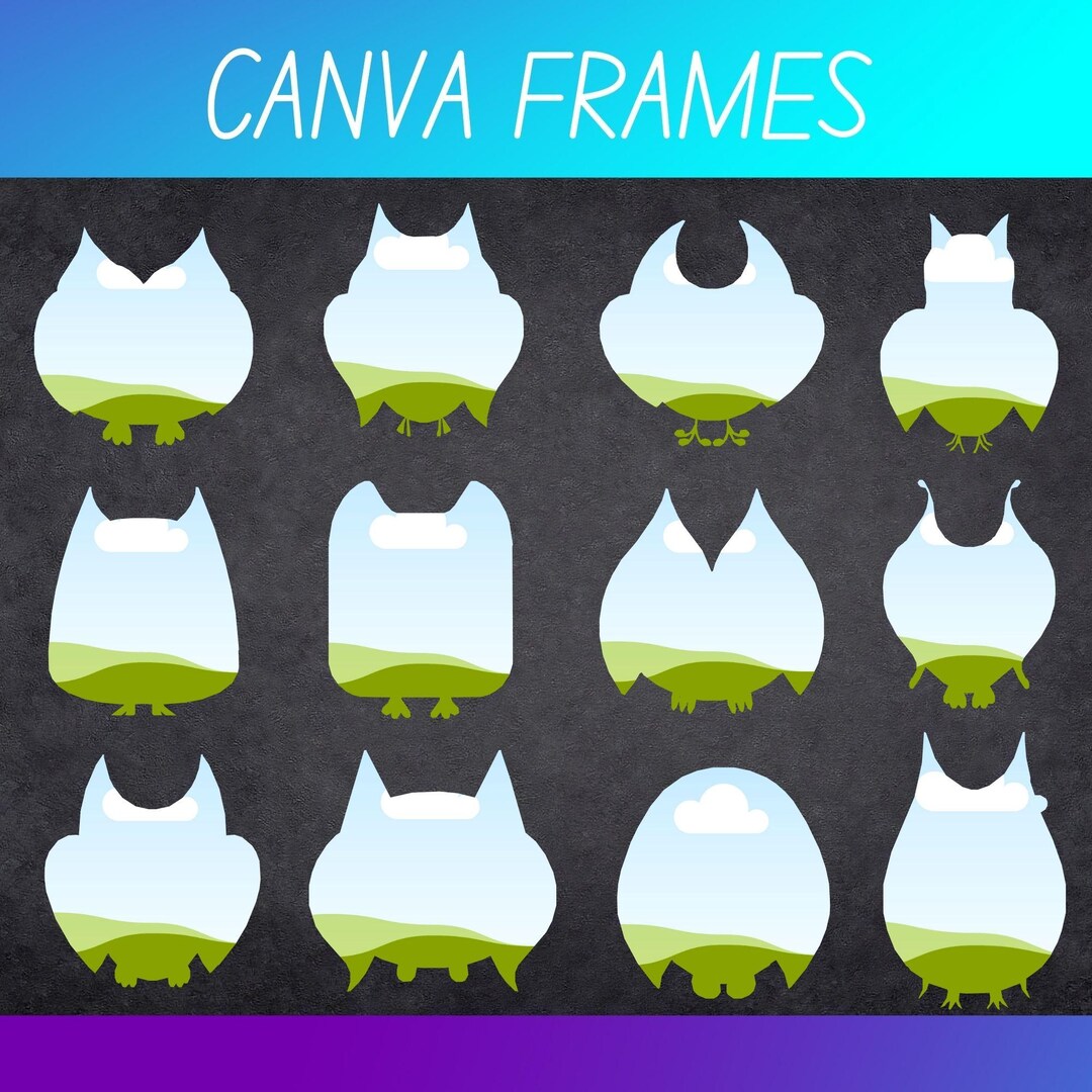 Owl Canva Frames, Cute Owl PNG Borders, Whimsical Animal Clipart ...