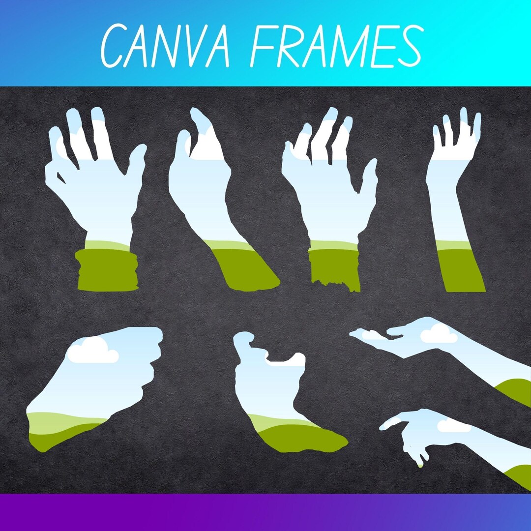 Hand Frame Canva Template, Hand Clipart PNG, Boho Hand Border ...