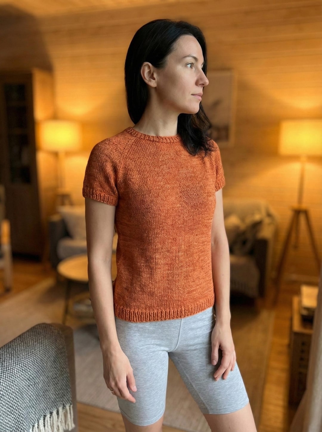 Seamless Knitting Pattern Summer Top Down Tee Women Raglan Blouse Sport ...