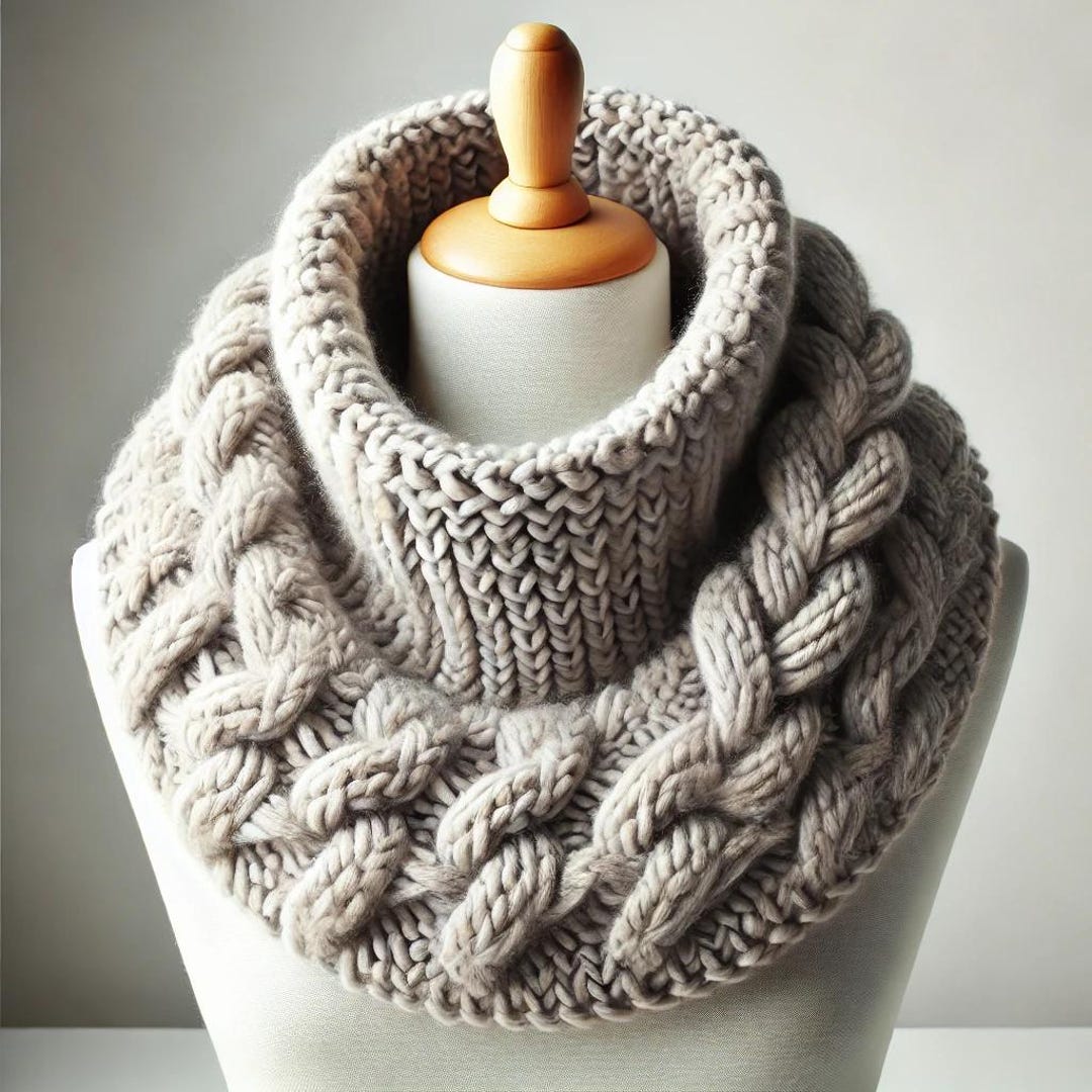 Chunky Cable Knit Snood cowl Knitting Pattern Step-by-step Instructions ...