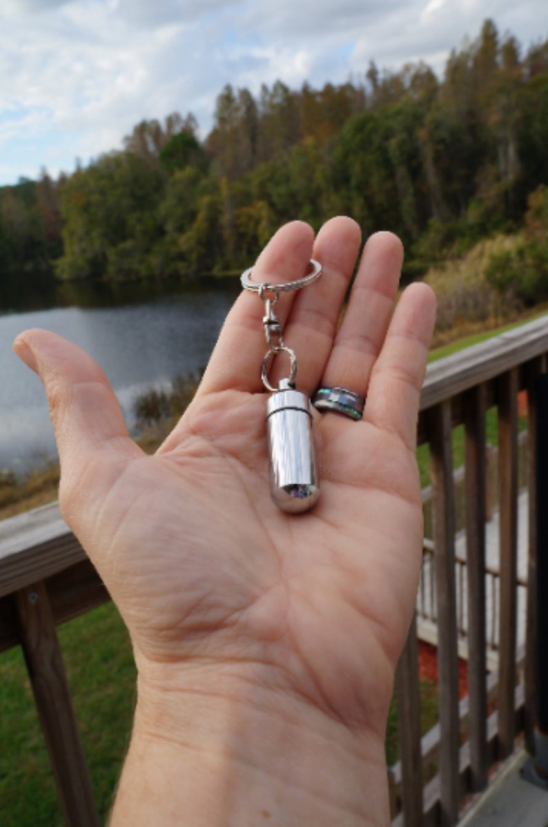 Set of FIVE Cremation Urns on Swivel Steel Keychains With Silver Pickup ...