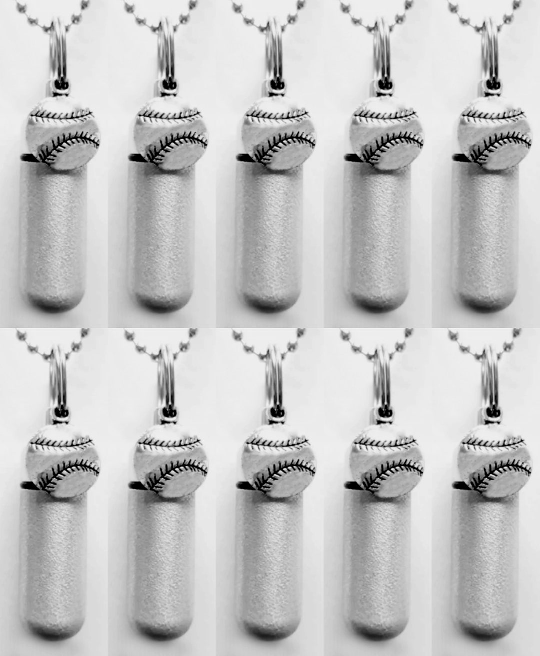Ten Brushed Silver Baseball CREMATION URN Necklaces - Memorial Urn ...