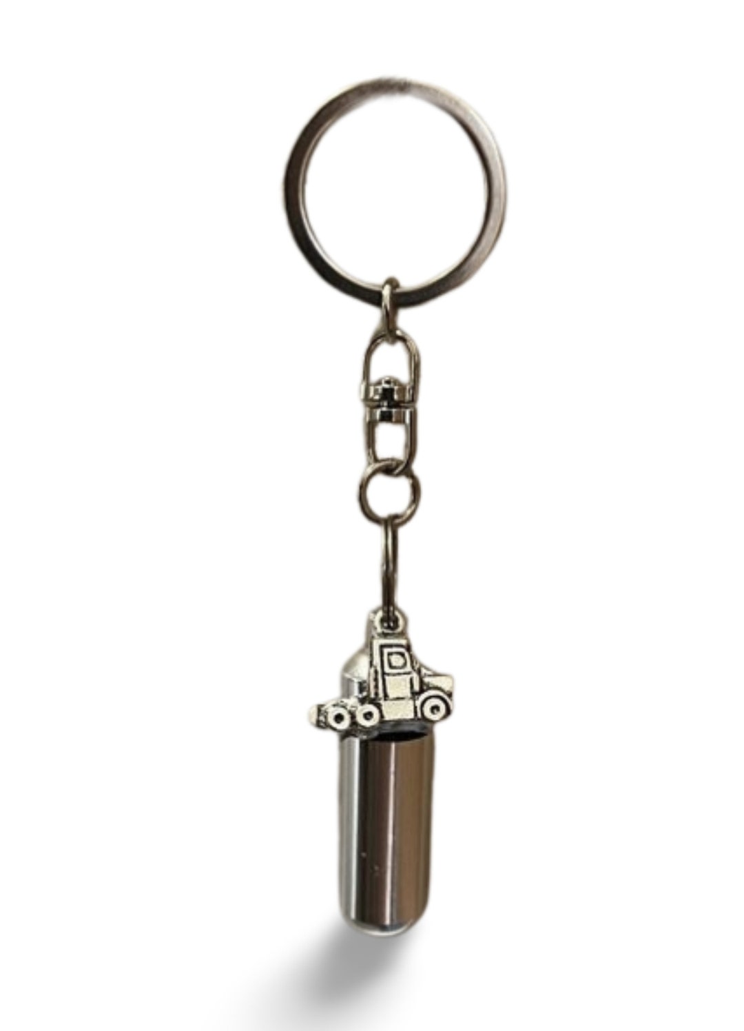 CREMATION URN KEEPSAKE on Swivel Steel Keychain With 18-wheeler / Semi ...