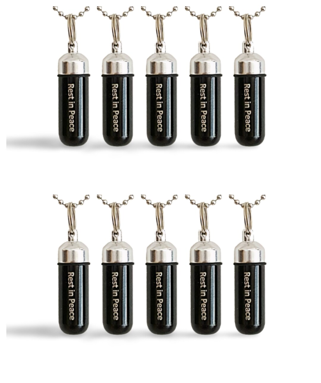 Black/silver Set of TEN CREMATION URN Necklace Keepsakes Engraved With ...