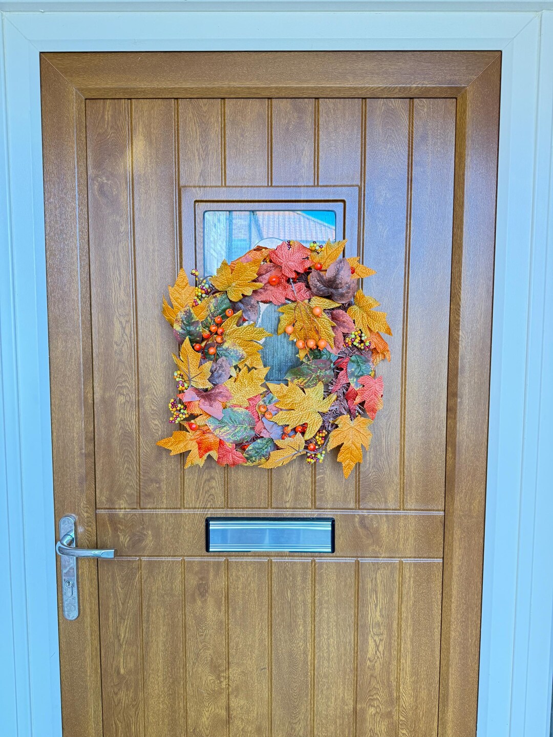 Autumn Door Wreath, Maple Leaf Door Wreath, Floral Autumn Door Wreath ...
