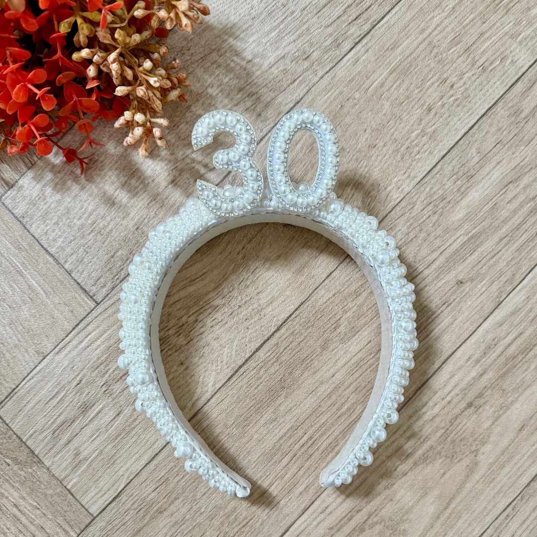 Birthday Pearl Headband, Birthday Handband, 30th Birthday Headband ...