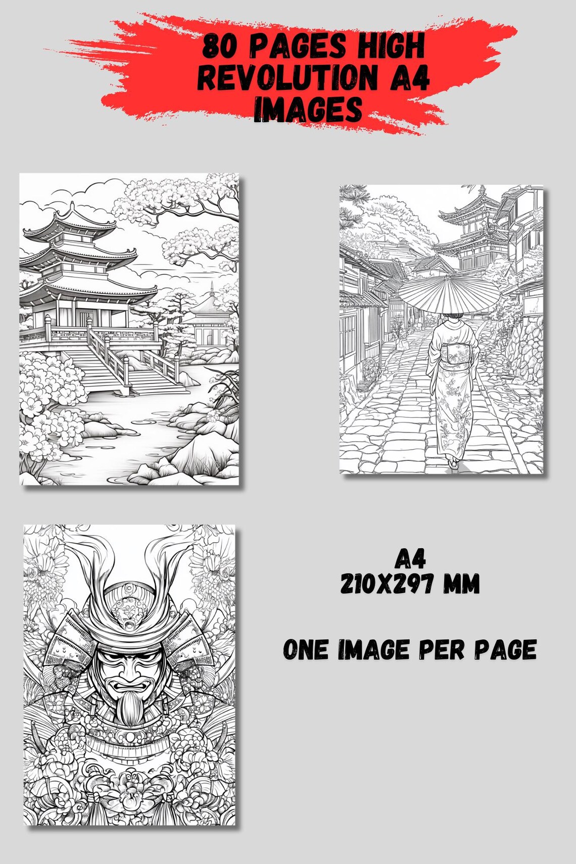 Japan Coloring Book, 80 Pages Japanese World, Digital Coloring Book ...