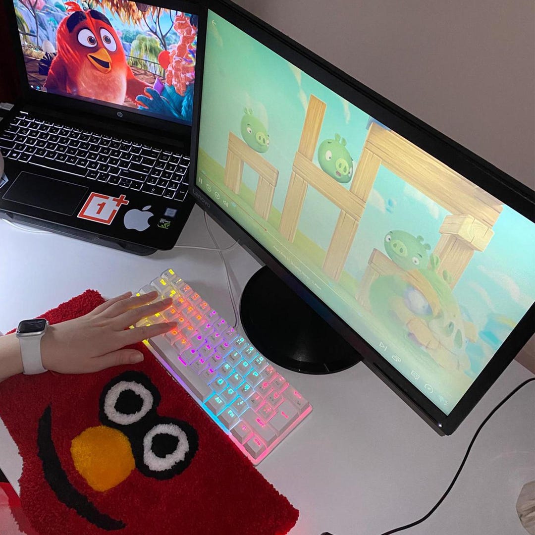 Pastel Abstract Art Keyboard Rug Angry Birds Characters Red Custom ...