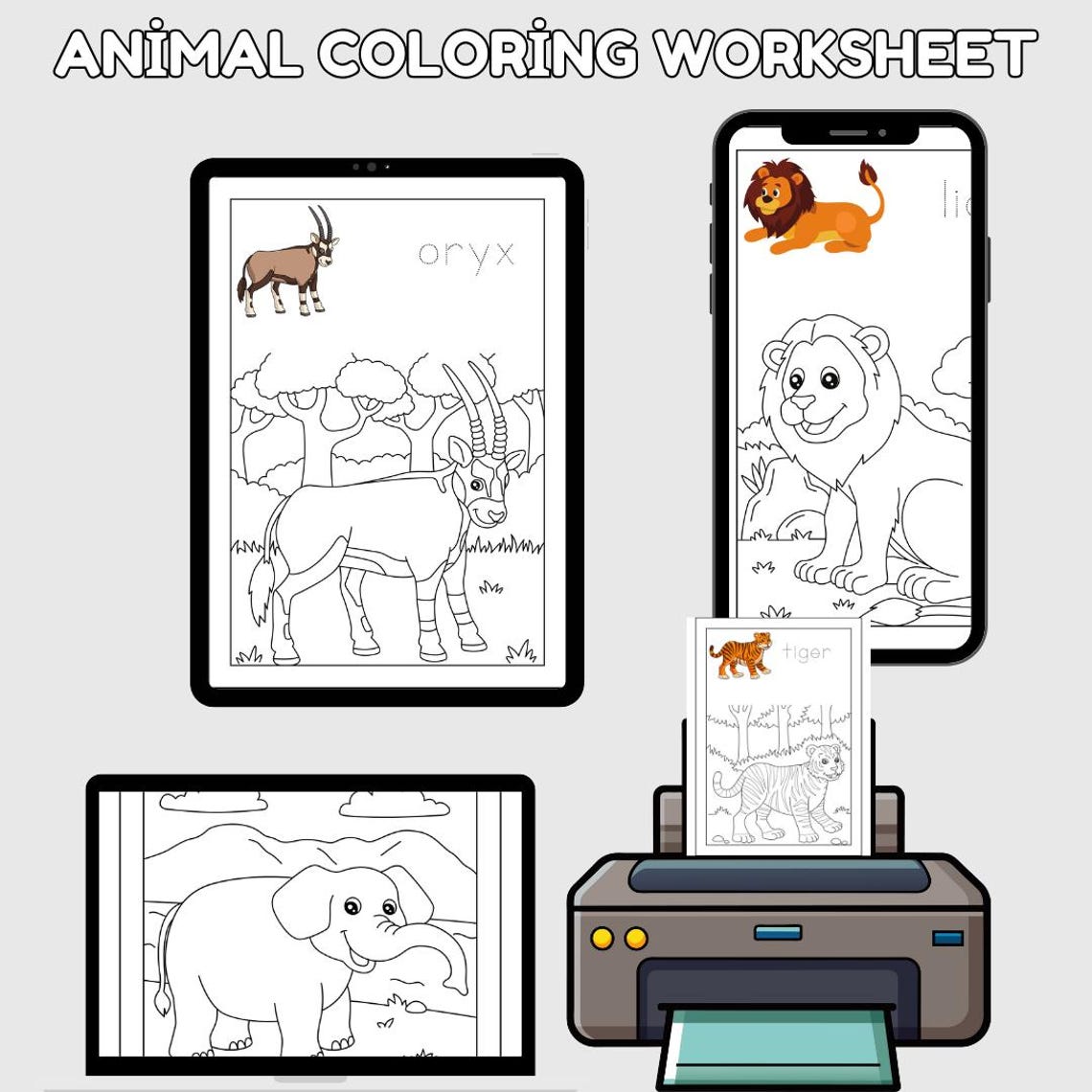 African Animals Coloring Book | Printable Safari Animal Coloring Pages ...