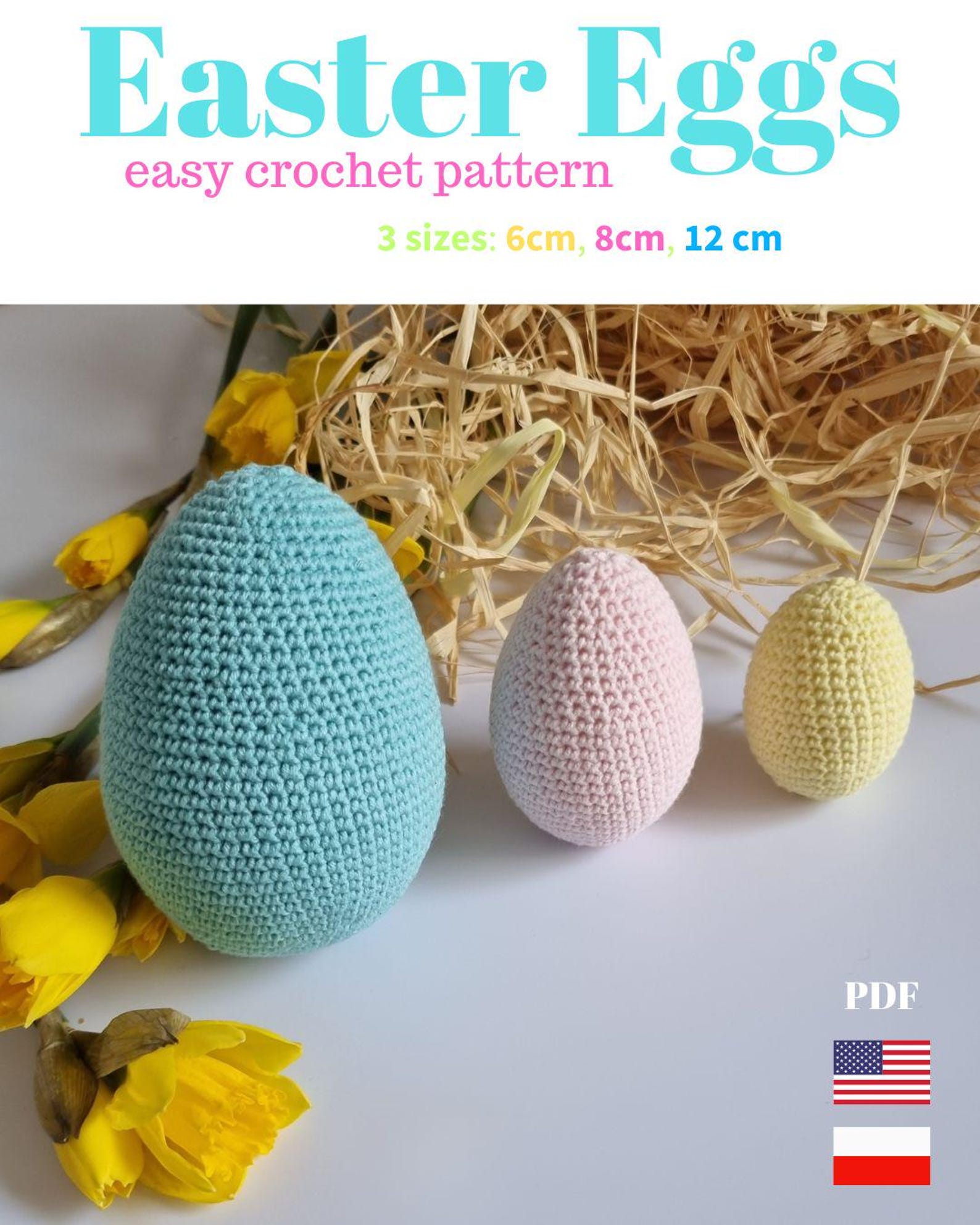 Crochet Easter Eggs, Pdf Pattern, Crochet Easter Decoration, 3 Sizes ...