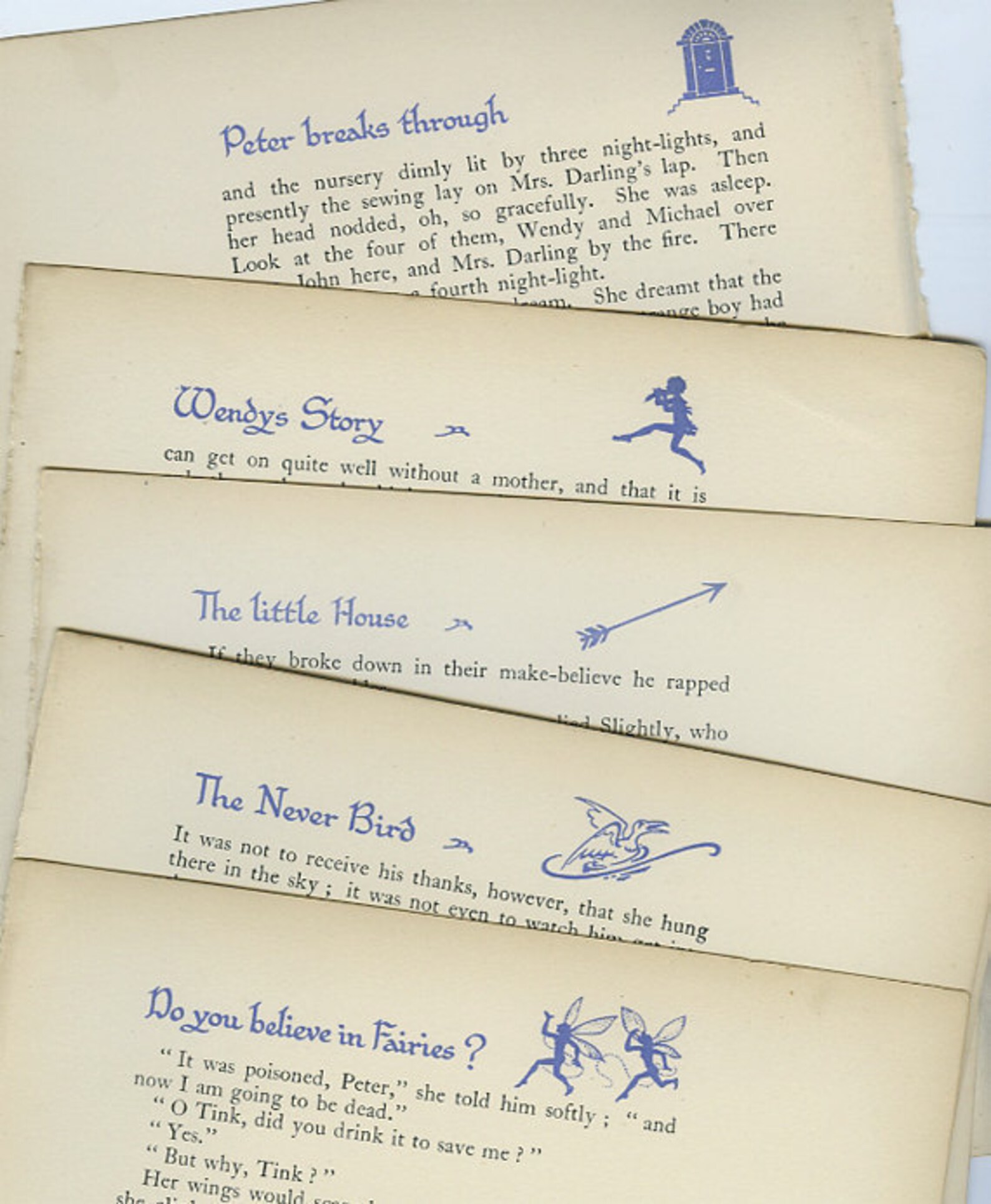 5 Vintage Decorated Text Pages Peter Pan Print 1931 Barrie | Etsy