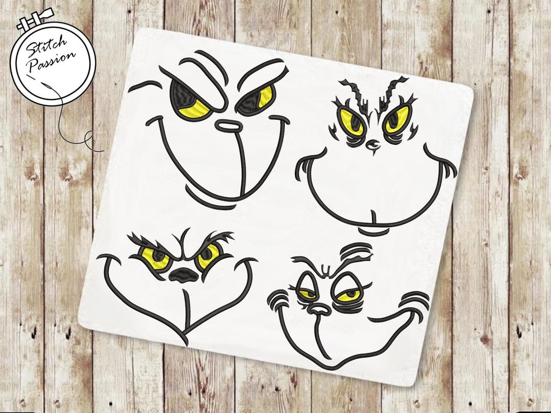 Grinch Face Applique, Instant Download - Etsy