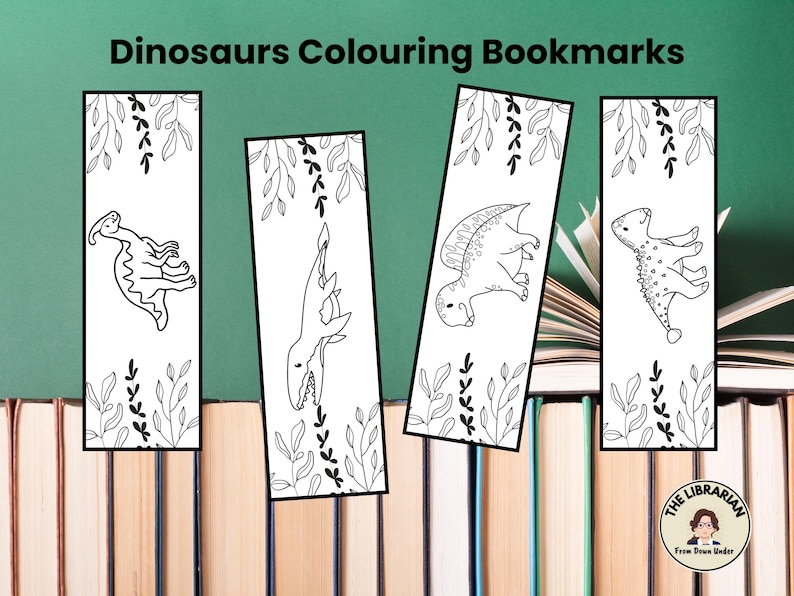 Dinosaurs Colouring Bookmarks Printable Bookmark - Etsy