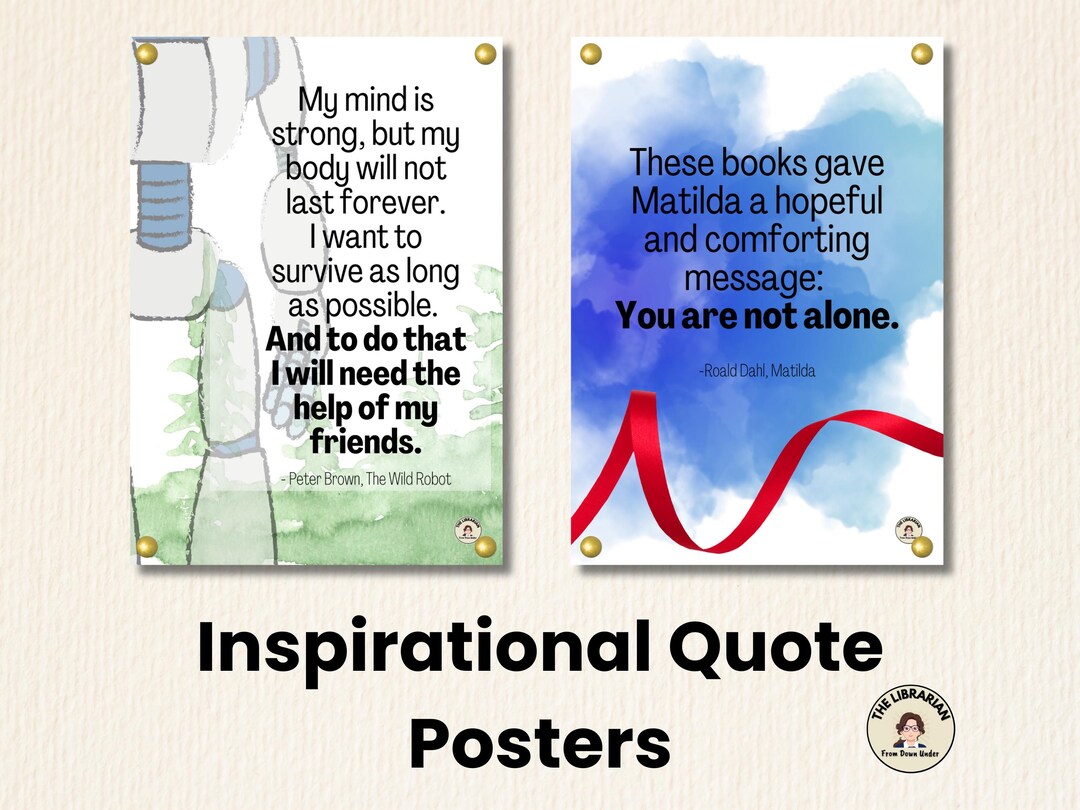 Inspirational Quote Posters Set of 12 Child Adult Book Quotes School ...