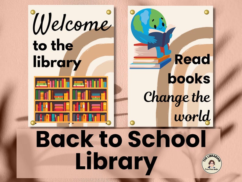 Back to School Library Printable Pack | Mocha Themed | 12 Signs + Shelf ...