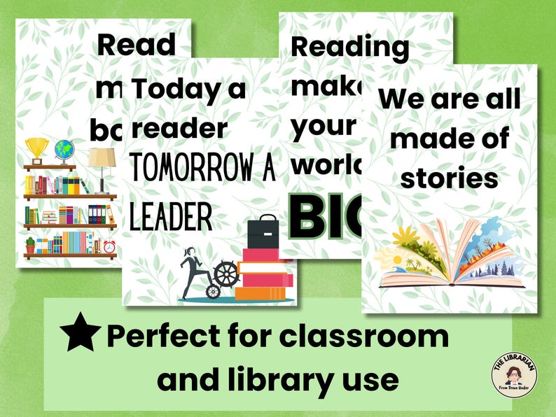 Back to School Library Printable Pack | Leafy Green Themed | 12 Signs ...
