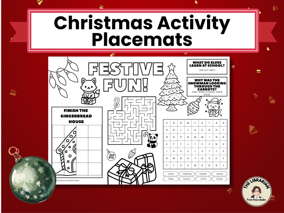 Christmas Activity Placemats – Set of 5 Printable Fun Sheets for Kids ...
