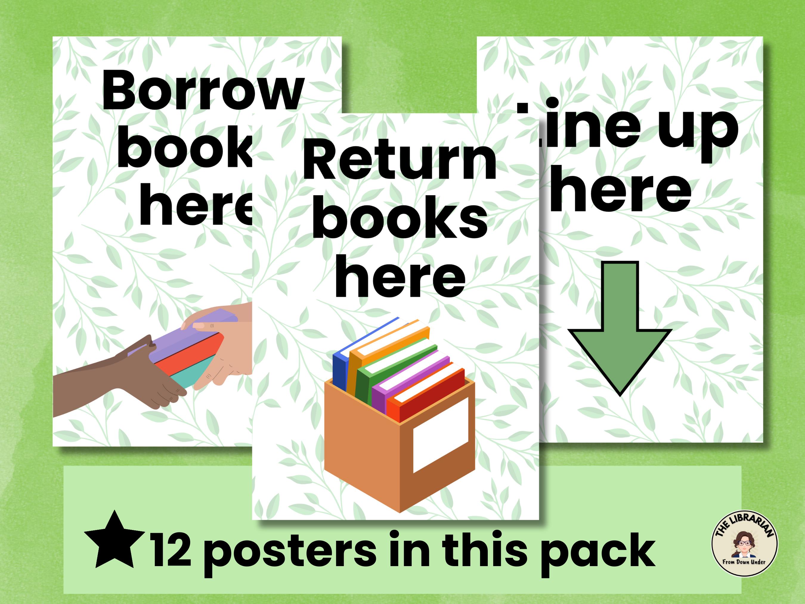 Back to School Library Printable Pack | Leafy Green Themed | 12 Signs ...