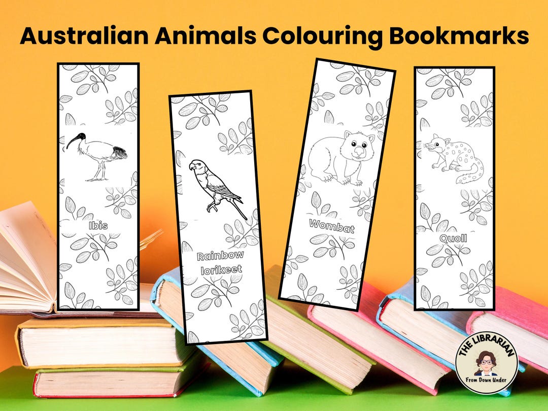 Australian Animals Colouring Bookmarks Printable Bookmark - Etsy