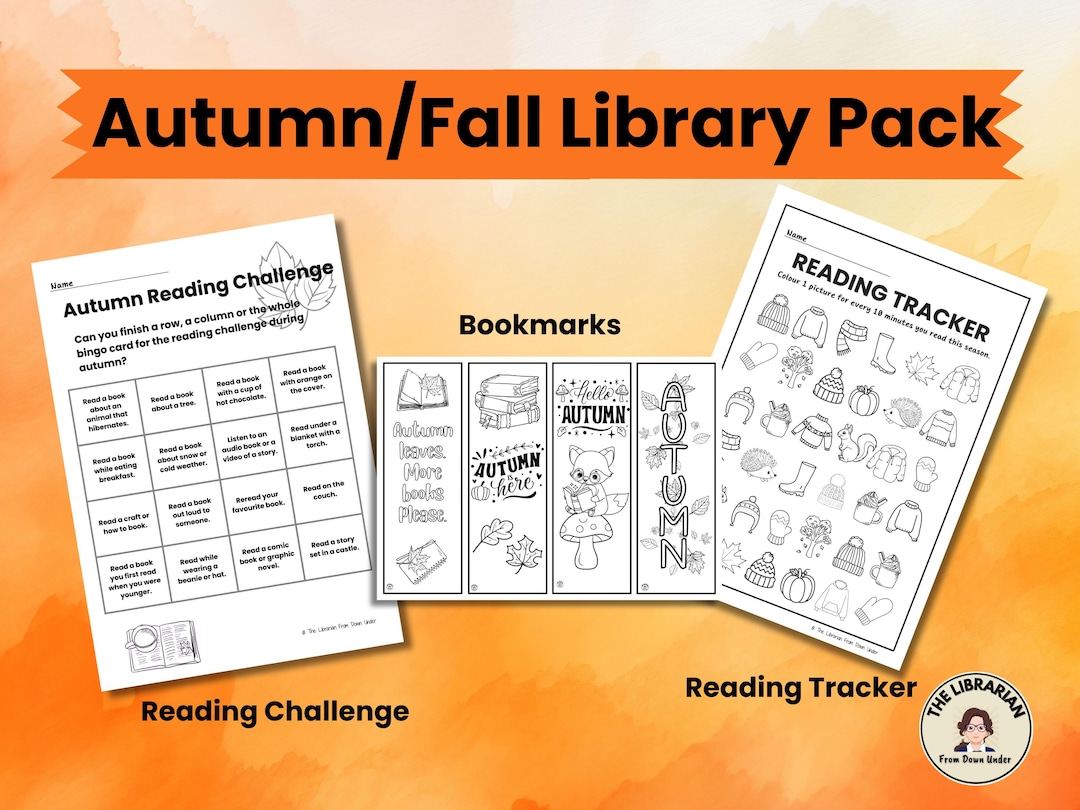 Autumn Library Activity Pack: Reading Games, Coloring Pages (digital ...