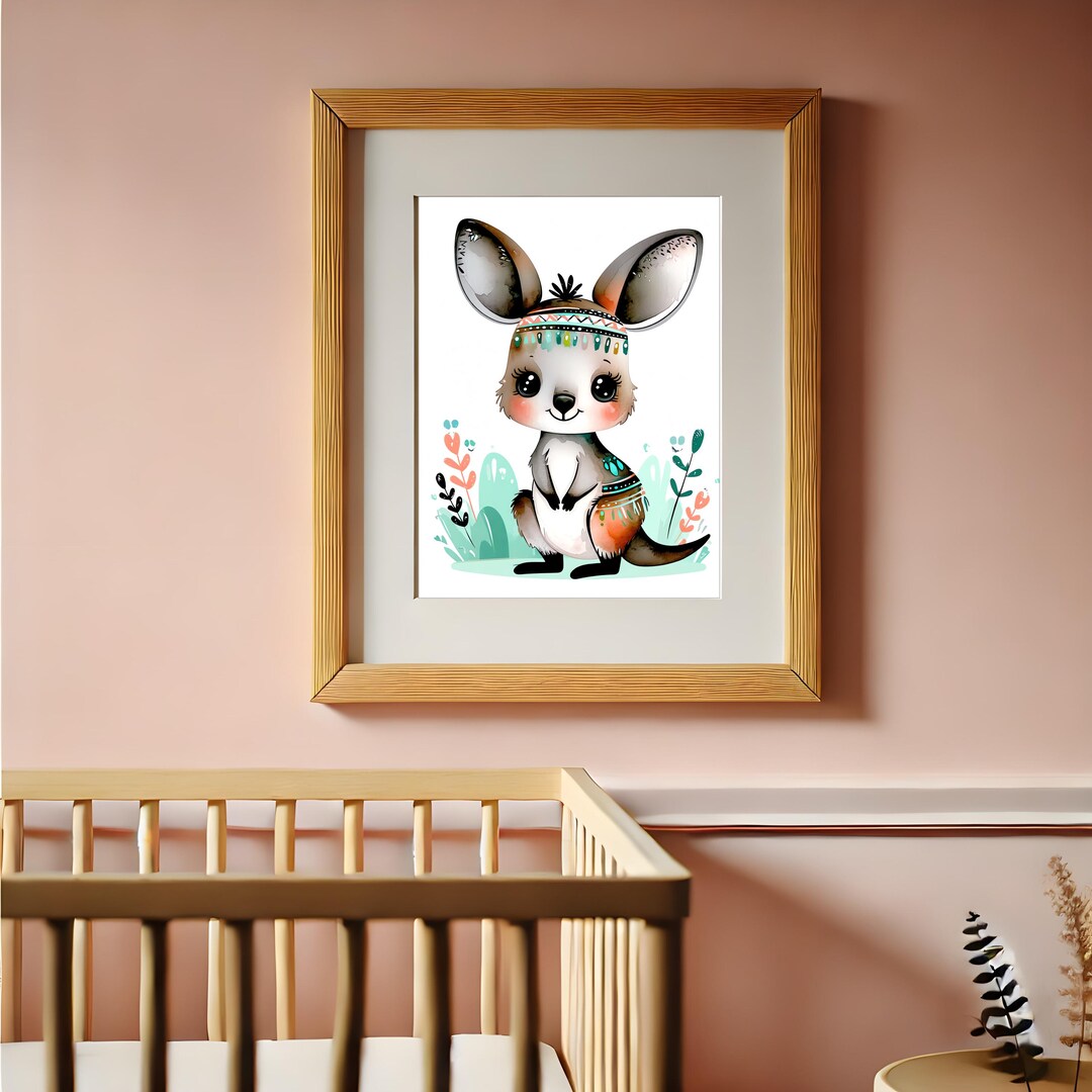 Whimsical Boho Kangaroo Wall Art for Nurseries, Playrooms & Kids Rooms ...