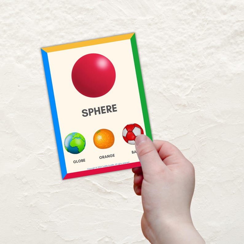 3D Shapes Flashcards, Preschool Cards, Kids Educational Cards ...