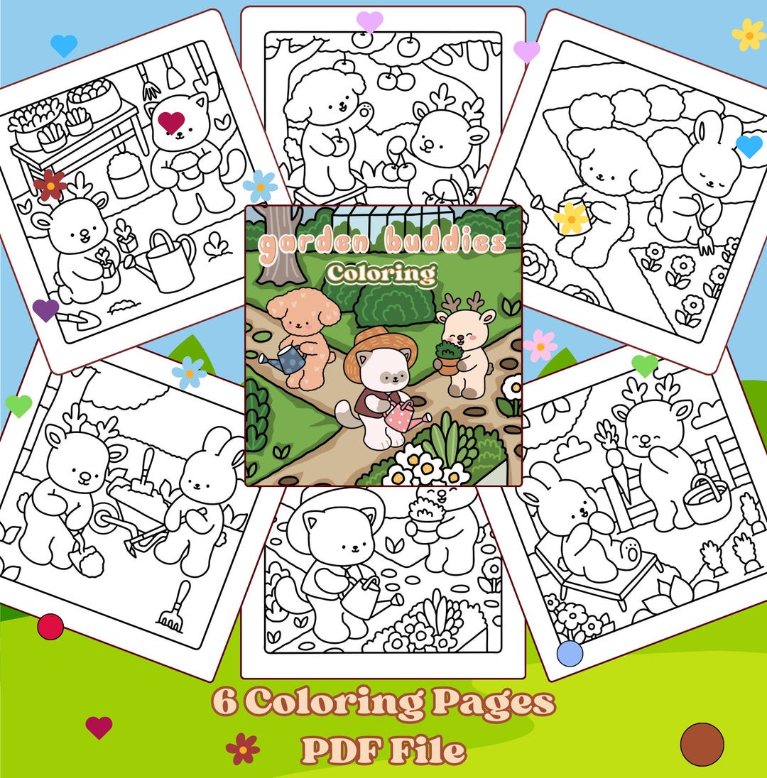 Garden Animal Coloring Pages: Hygge Stress Relief (PDF Pattern) - Etsy