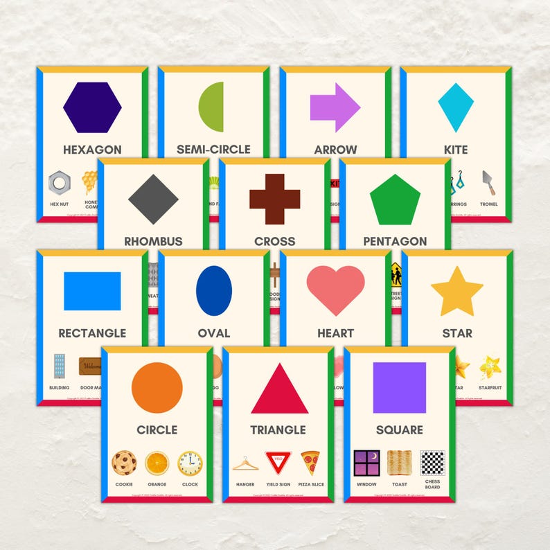 2D Shapes Flashcards: Learning Cards for Preschool and Kindergarten ...