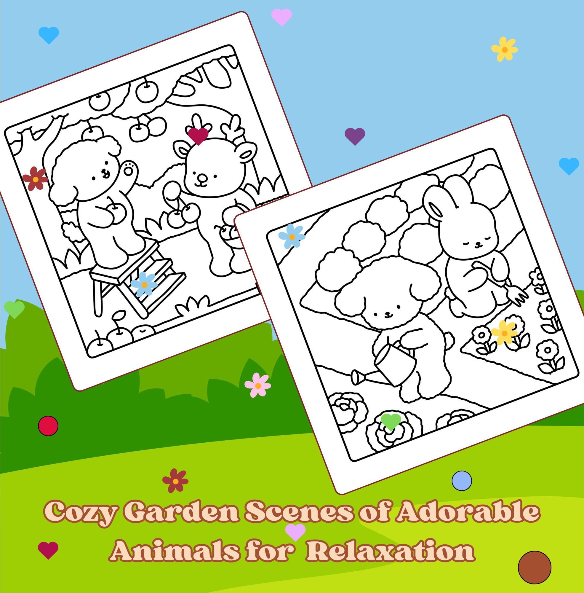 Garden Animal Coloring Pages: Hygge Stress Relief (PDF Pattern) - Etsy