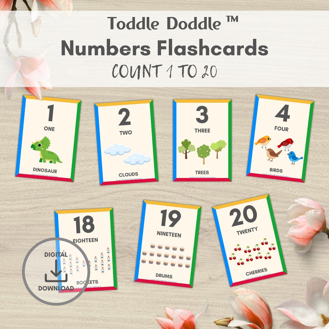 Numbers 1-20 Flashcards: Preschool Montessori Math, Classroom ...