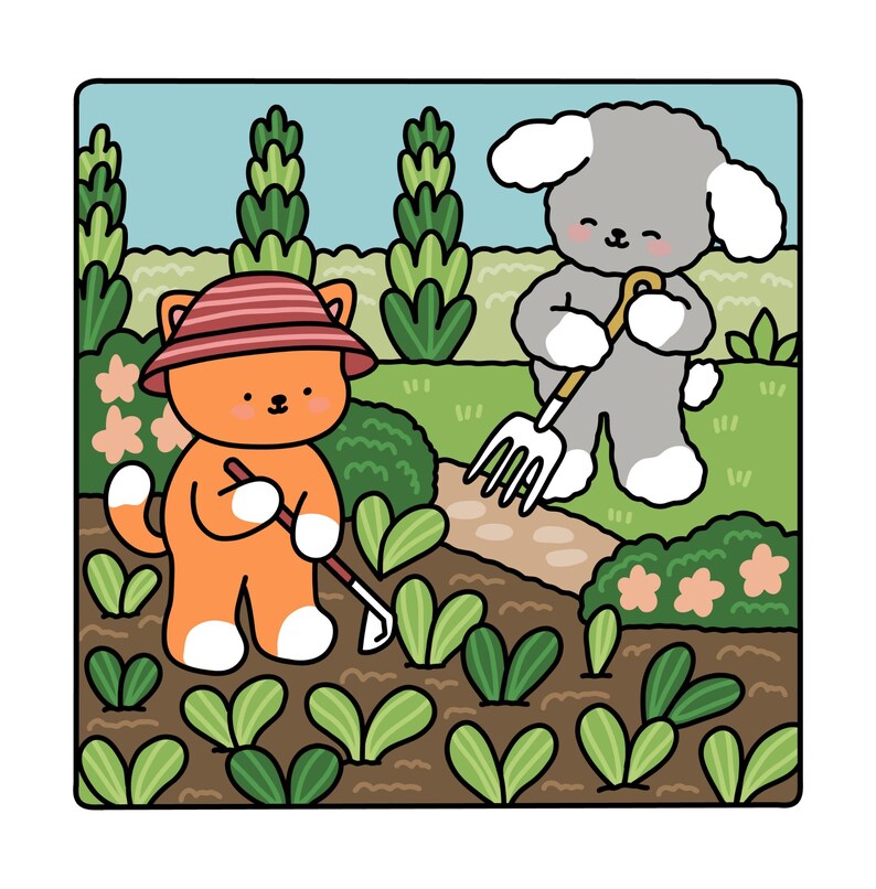 Fuzzy Friends Gardens: Coloring Book for Kids and Adults With Cute and ...