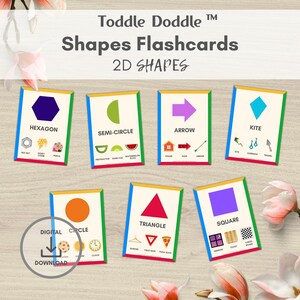 2D Shapes Flashcards: Learning Cards for Preschool and Kindergarten ...
