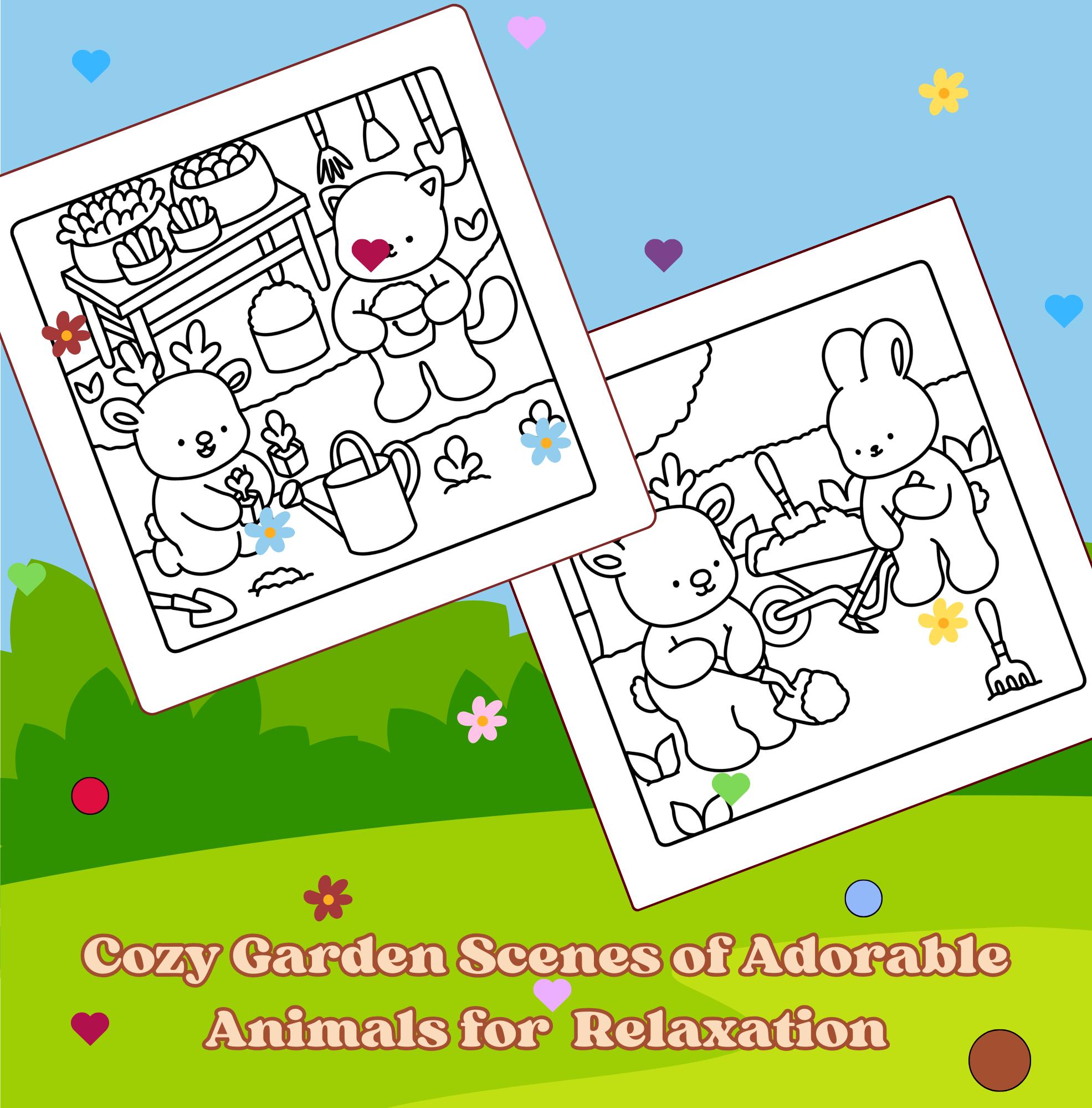 Garden Animal Coloring Pages: Hygge Stress Relief (PDF Pattern) - Etsy