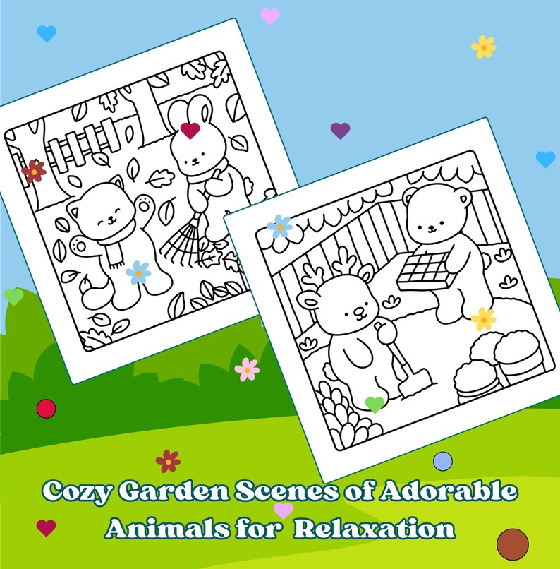 Hygge Garden: Coloring Pages of Cute and Adorable Animals in Cozy ...