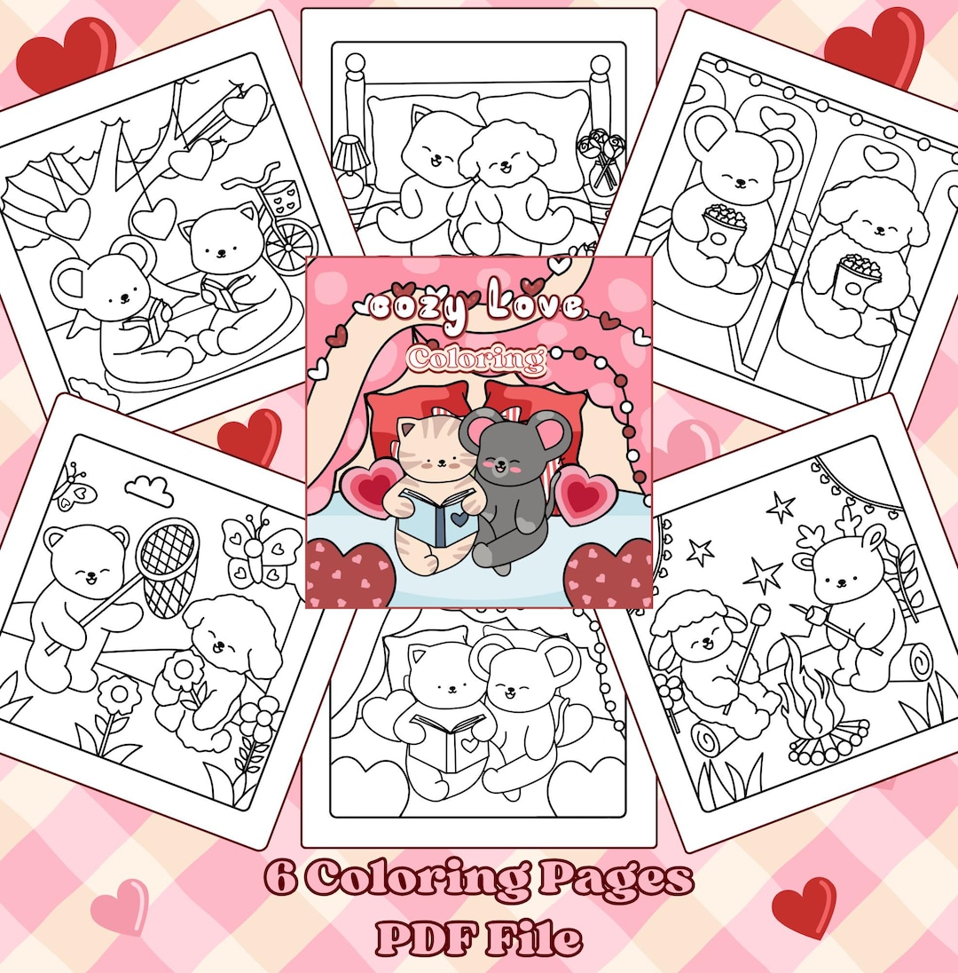 Cozy Love: Coloring Pages of Cute and Adorable Animals in Hygge Love ...