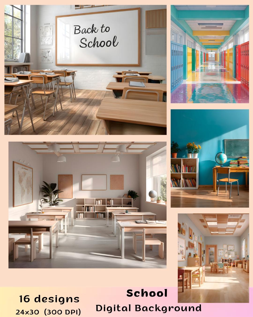 School Photo Digital Backdrops: Classroom Backgrounds (JPEG, 24x30 ...