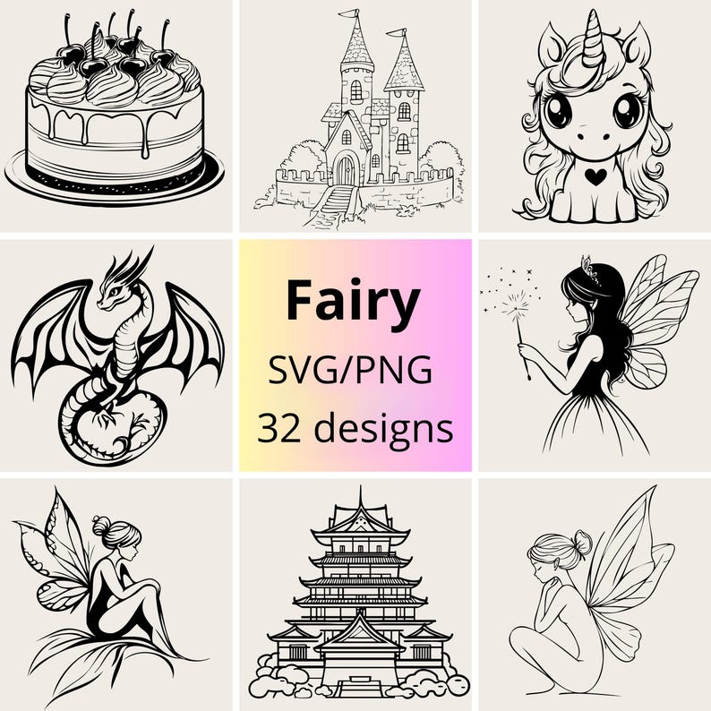 Fairy Tale SVG & PNG Bundle | Magical SVG | Fairyland Clipart Set ...