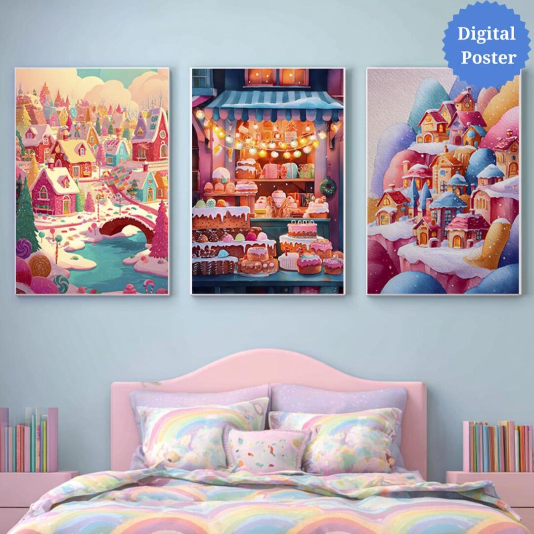 Candyland Christmas Wonderland Set | Holiday Sweet Shop Poster Trio - Etsy