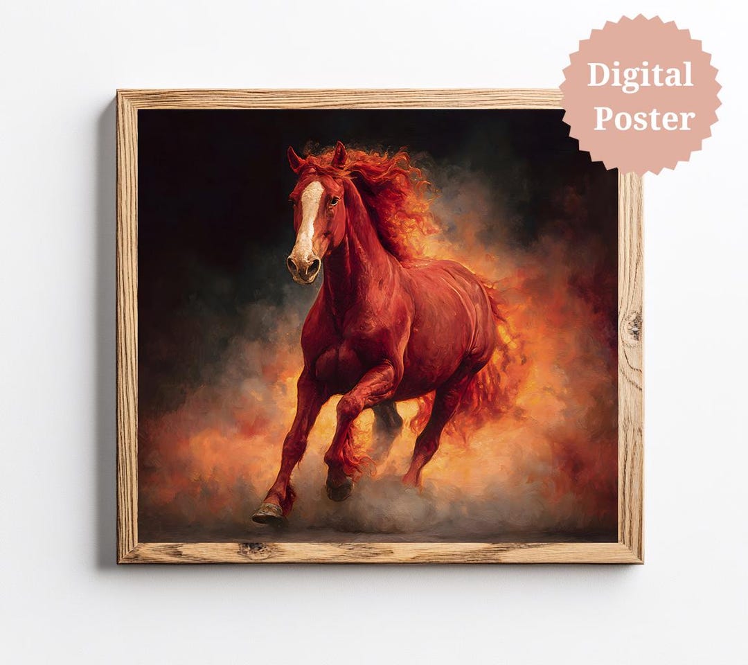 Majestic Red Horse Art Print: Fiery Stallion Digital Download - Etsy