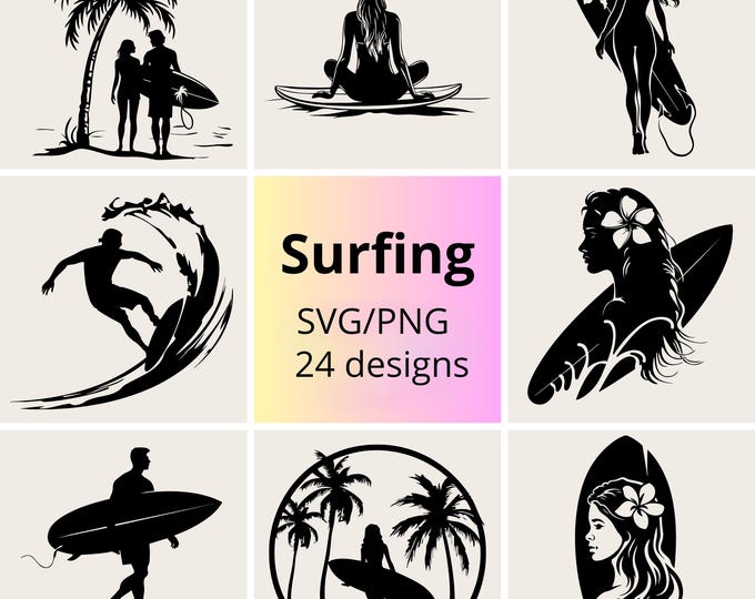 4 Surfer Svg, Surfer Bundle Svg, Surfer Clipart, Surfer Cutfile, Surfer ...