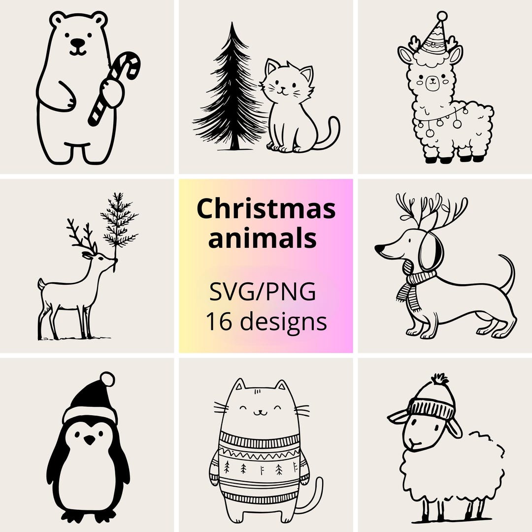 Christmas Animals SVG Bundle | Christmas Pets & Woodland Animal Hand ...